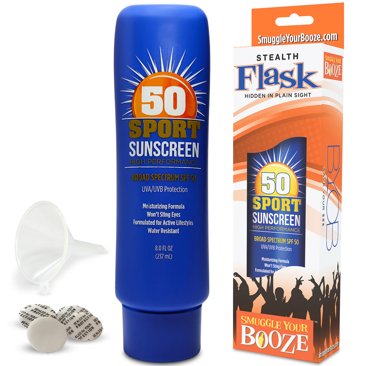 Sunscreen Flask SPF 50 - Sneak Your Booze Anywhere – Smuggle Your Booze